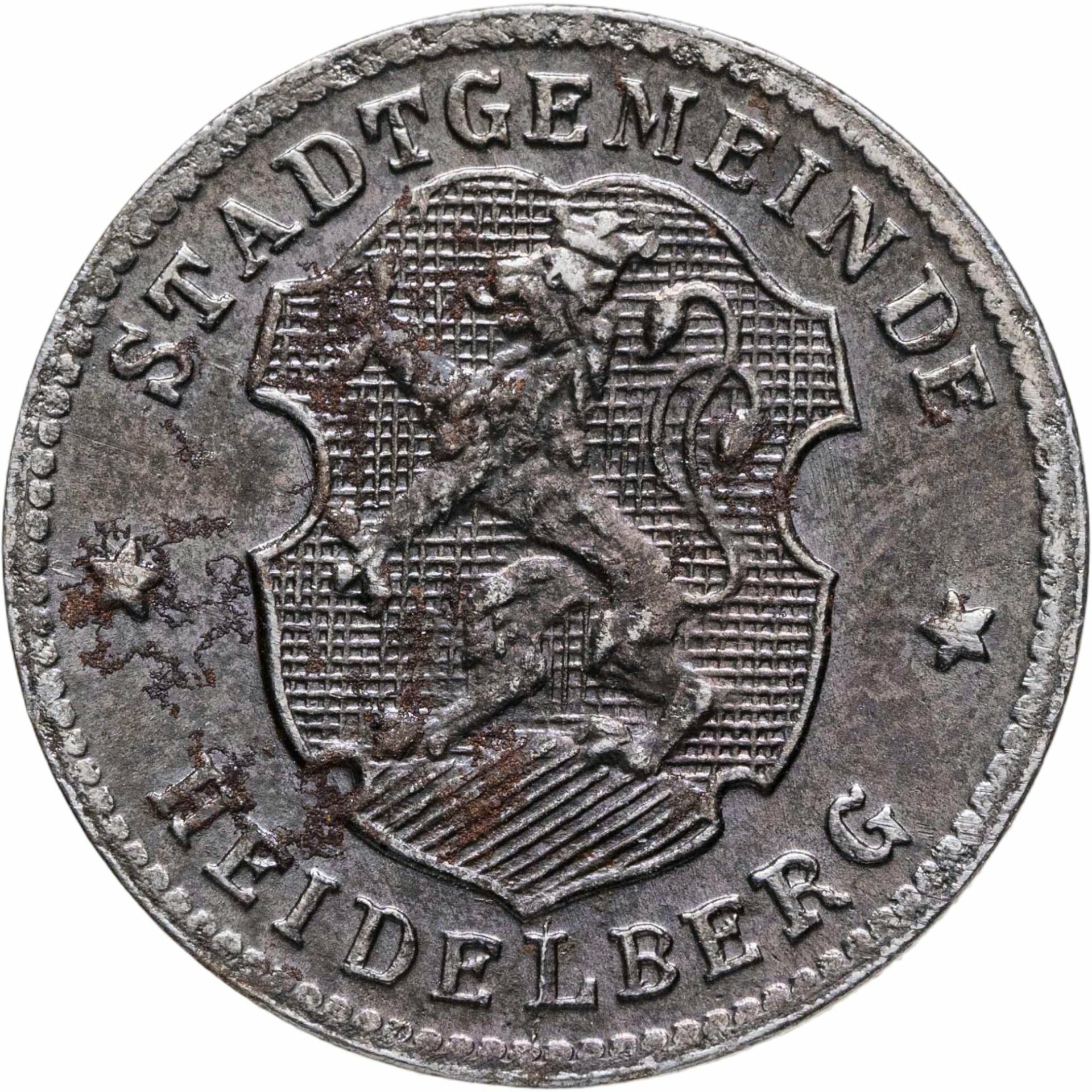 Германия "Гейдельберг" 10 пфеннигов 1918 нотгельд, Цинк, в сохранности XF
