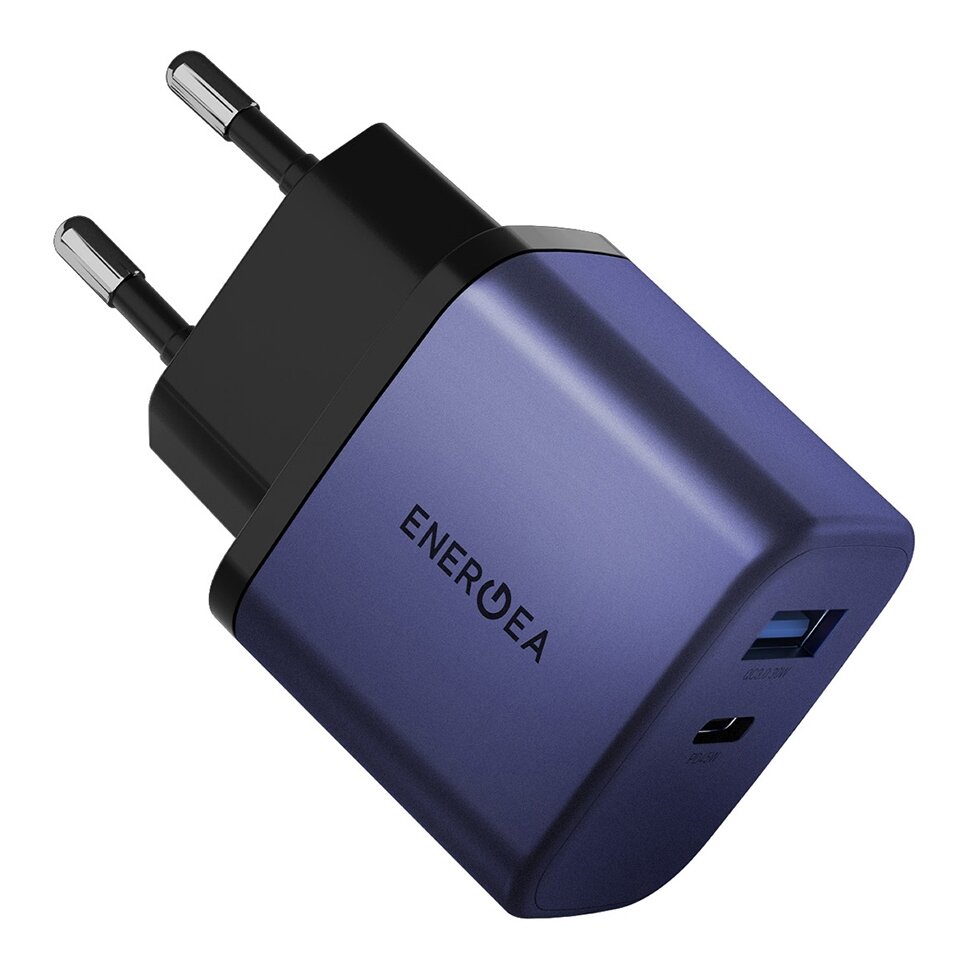 Energea сетевое зарядное AmpCharge AVS45, USB-C AVS60 + USB-A QC30W, Blue