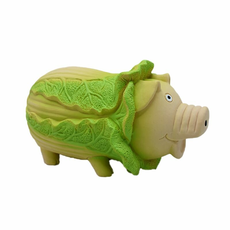 Игрушка для собак из натурального латекса, свинка-капуста, зеленая, со звуком