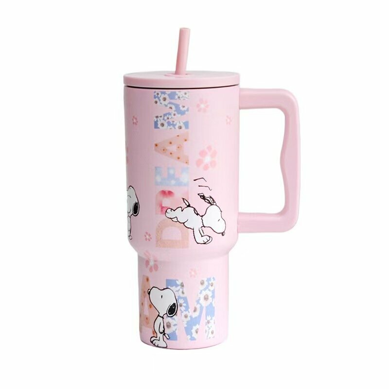 Термобутылка для воды Miniso Snoopy Cartoon Peripheral большой емкости с трубочкой, подарочный набор унисекс