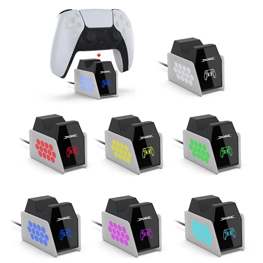 Зарядная станция для беспроводного геймпада PS5 с RGB-подсветкой и индикатором зарядки