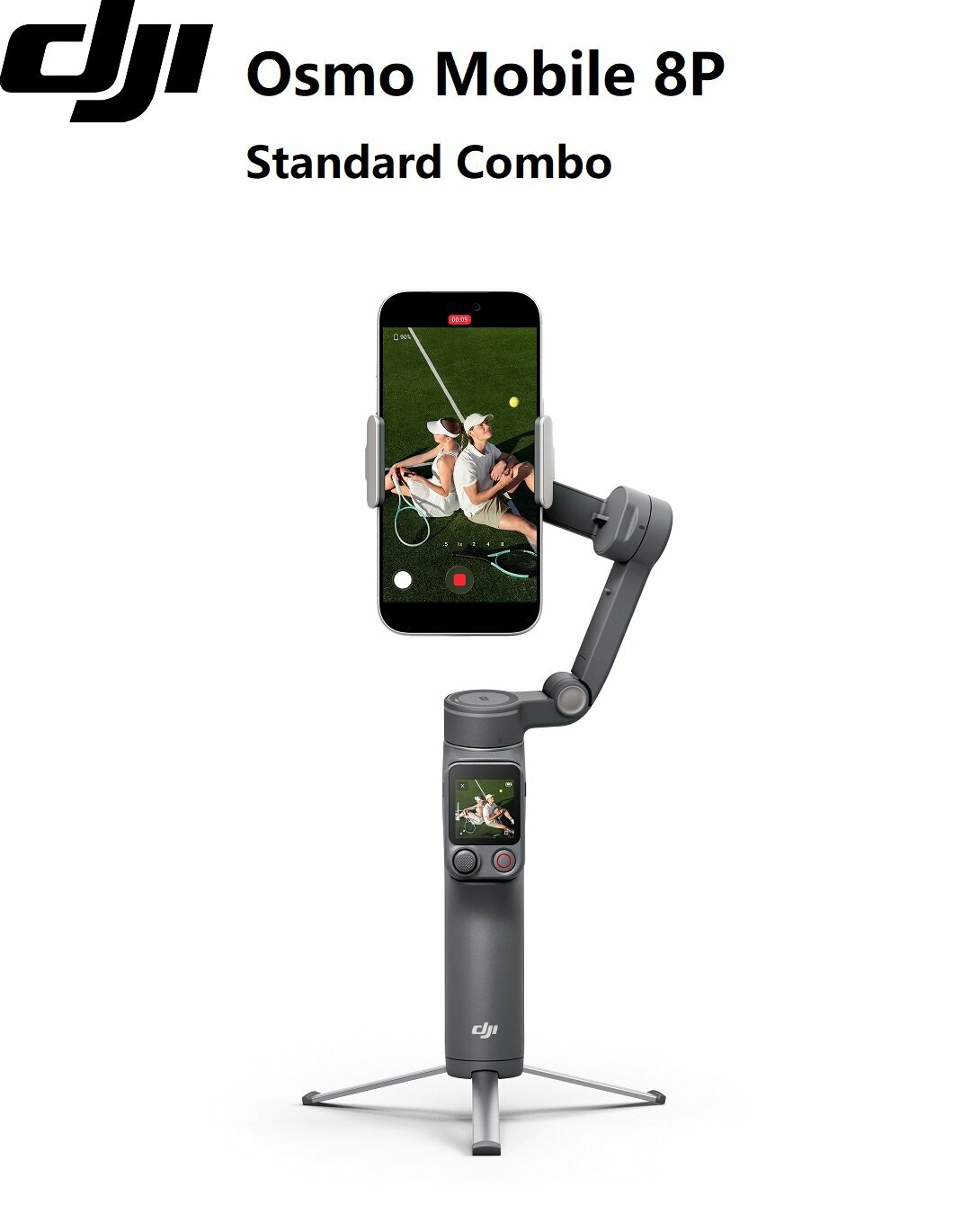 Стабилизатор для смартфона DJI Osmo Mobile 8P Standard Combo, AI tracking 8.0, 3-Осевая карданная стабилизация, серый