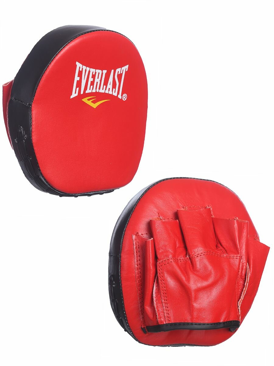 Лапа боксерская натуральная кожа 2шт, изогнутые Everlast / для единоборств, бокса, взрослые, детские, тренировочная, для обработки ударов