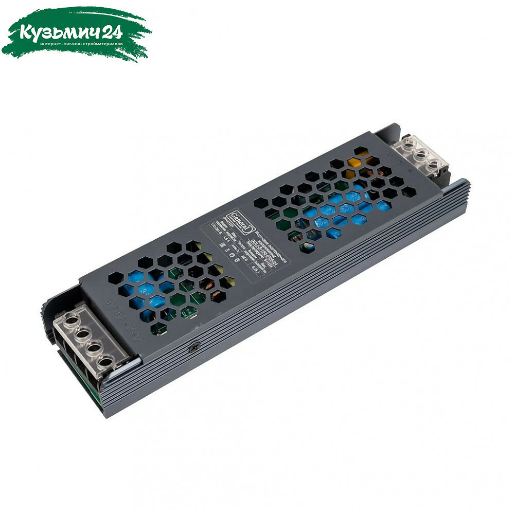 Блок питания для светодиодной ленты General GDLI-S-150W, 24В, 150 Вт, 6.25 А, IP20, G511224