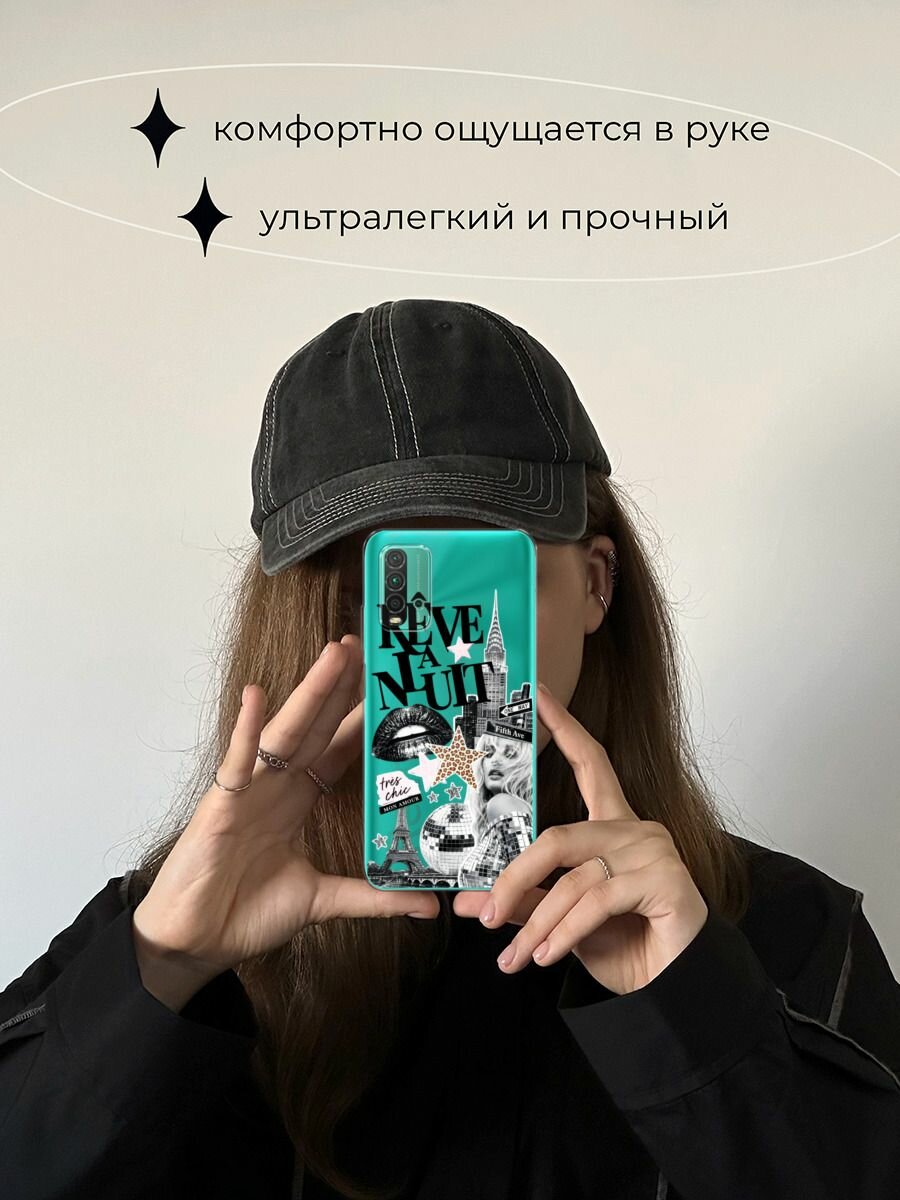 Чехол на Xiaomi Redmi 9T / Сяоми Редми 9Т с принтом Гламурный фон, прозрачный — фото 1