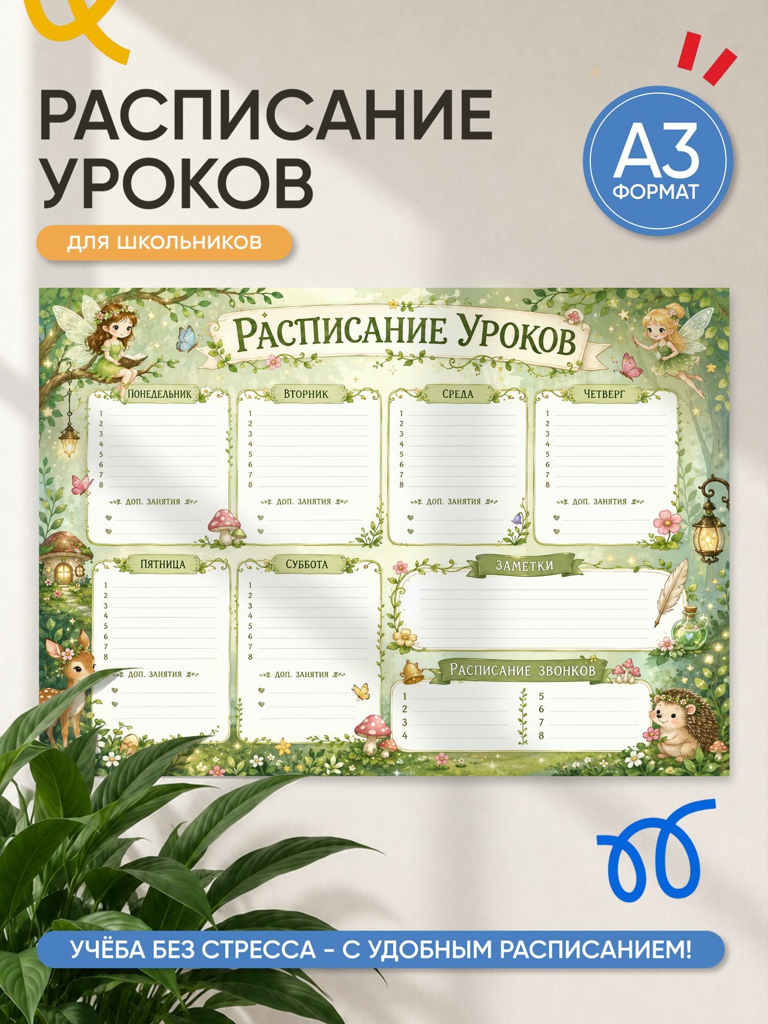 Расписание уроков для девочек