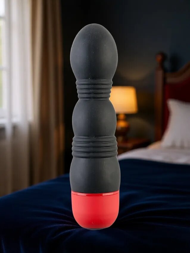 ToyFa Анальный вибратор из силикона Black&Red ребристый 16см