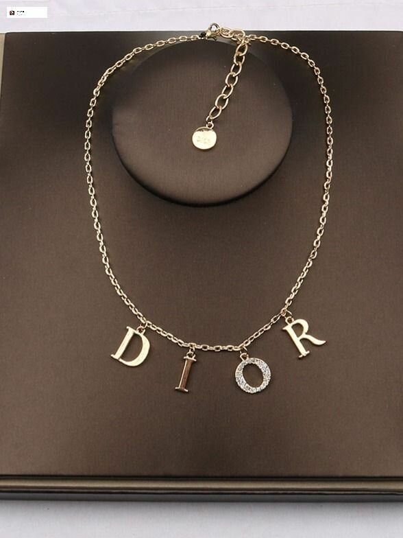 Колье Dior, длина 14.5 см, золотой — фото 1