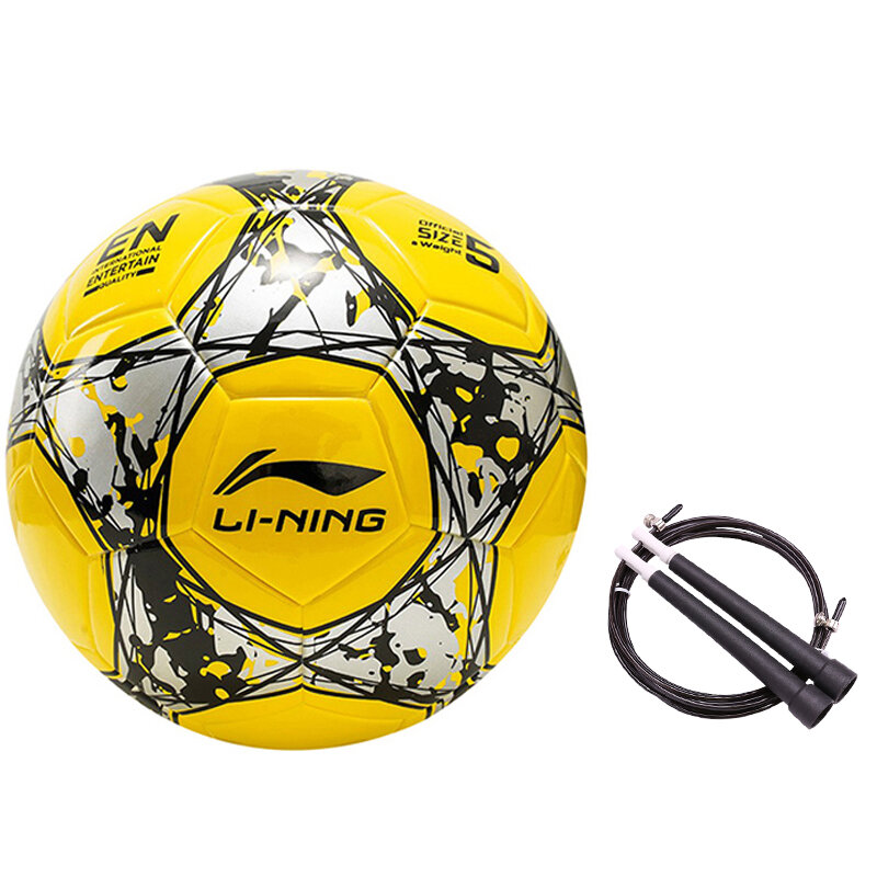 Футбольный мяч унисекс Li Ning, размер 5 TPU, бесшовный термосклеенный, ярко-желтый, S EU