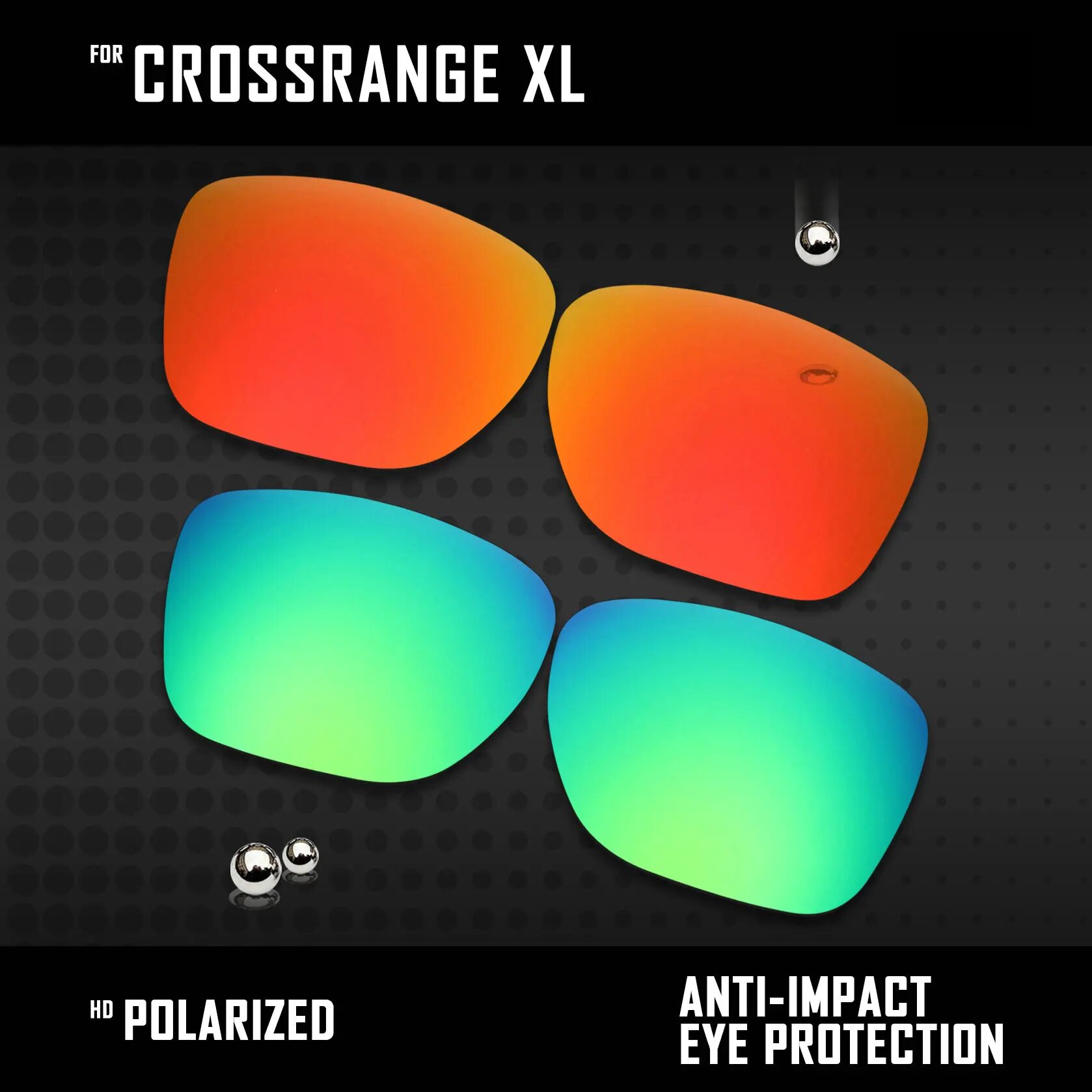 Линзы OOWLIT Oakley Crossrange XL Red-Green, поляризованные