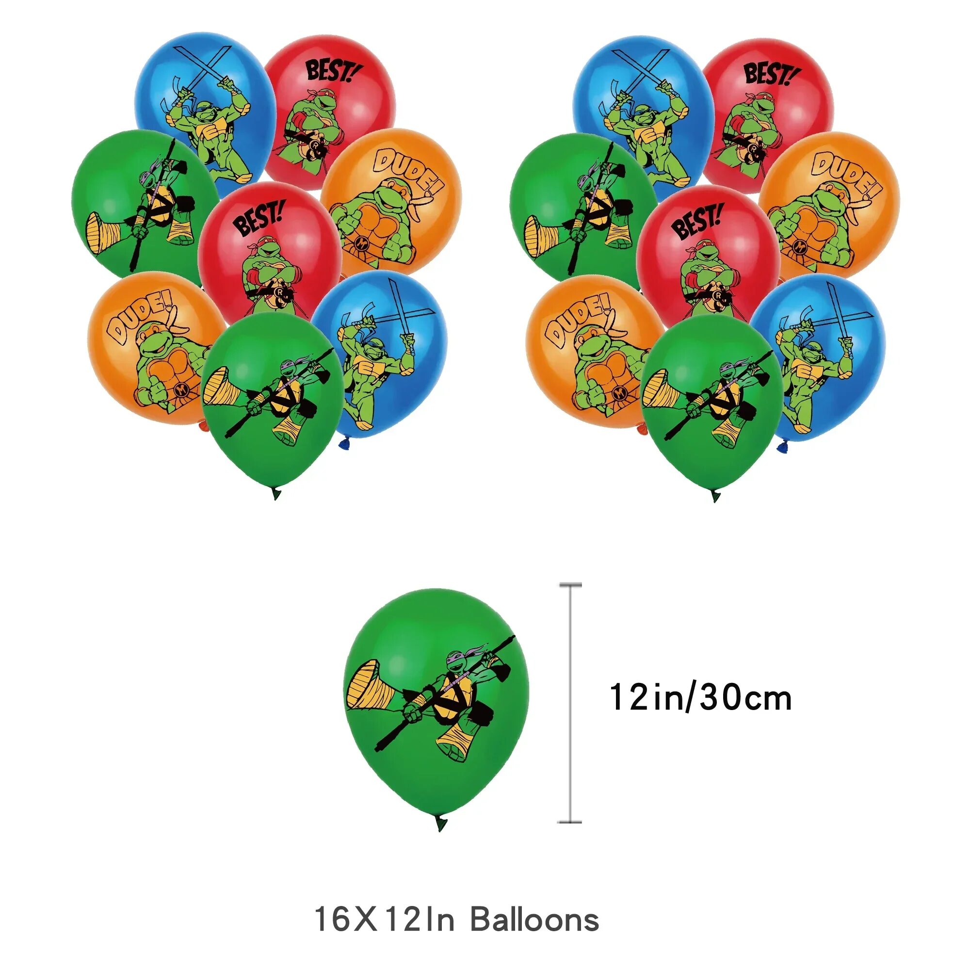 Набор воздушных шаров HEROCROSS Черепашки-ниндзя 16pcs balloons