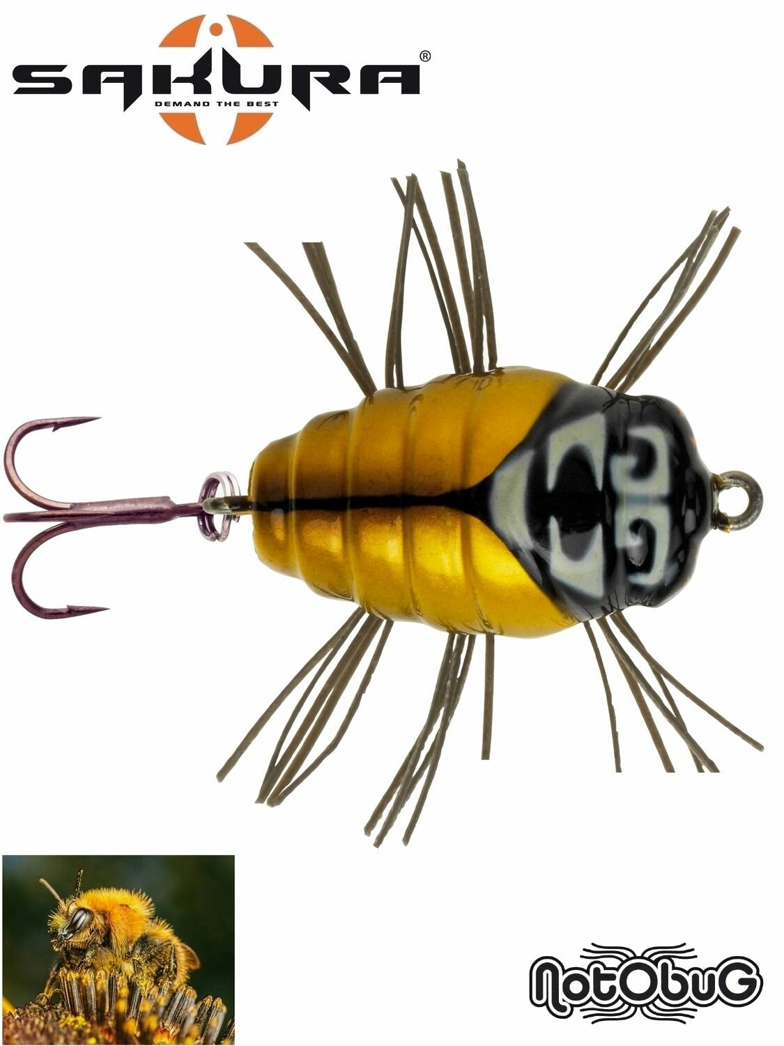 Воблер (Жук) Sakura Notobug 30мм/3.2гр - цвет 09 Шмель (на голавля, жереха, язя)