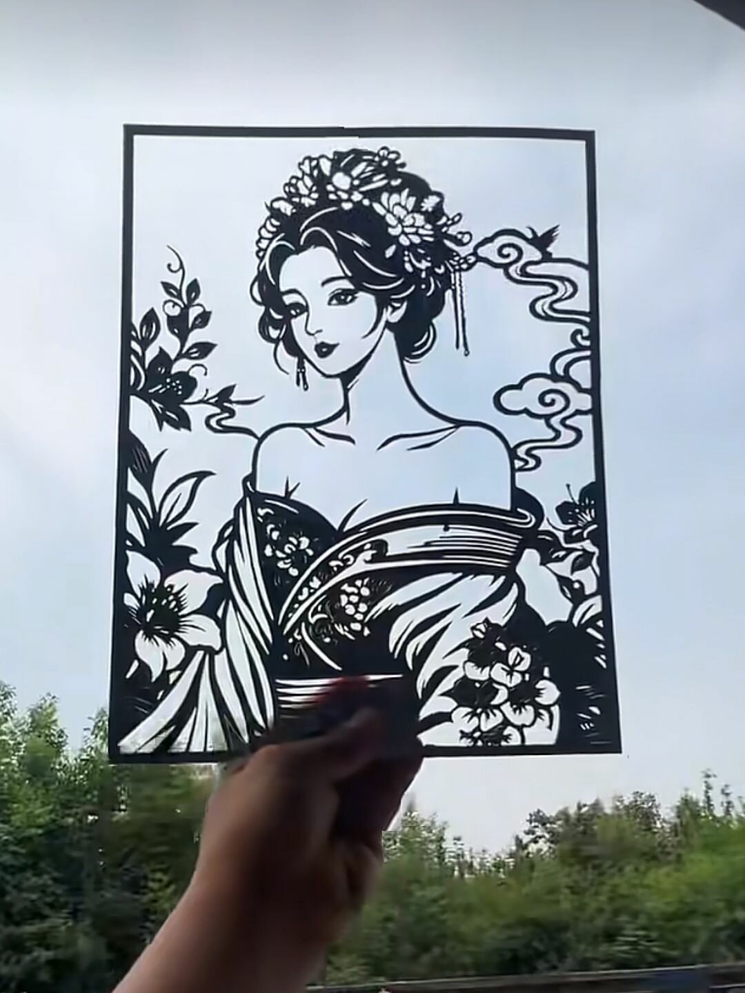 Металлическое панно "Китайская красавица" для интерьера 20x30cm