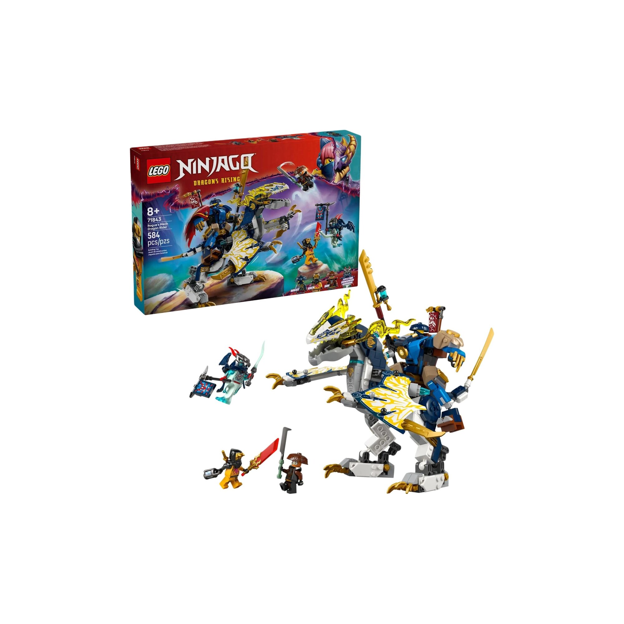 LEGO Ninjago Rogue'H Меха Дракон Рыцарь Развивающий Комплект с Магическими Цветами 584 детали 71843