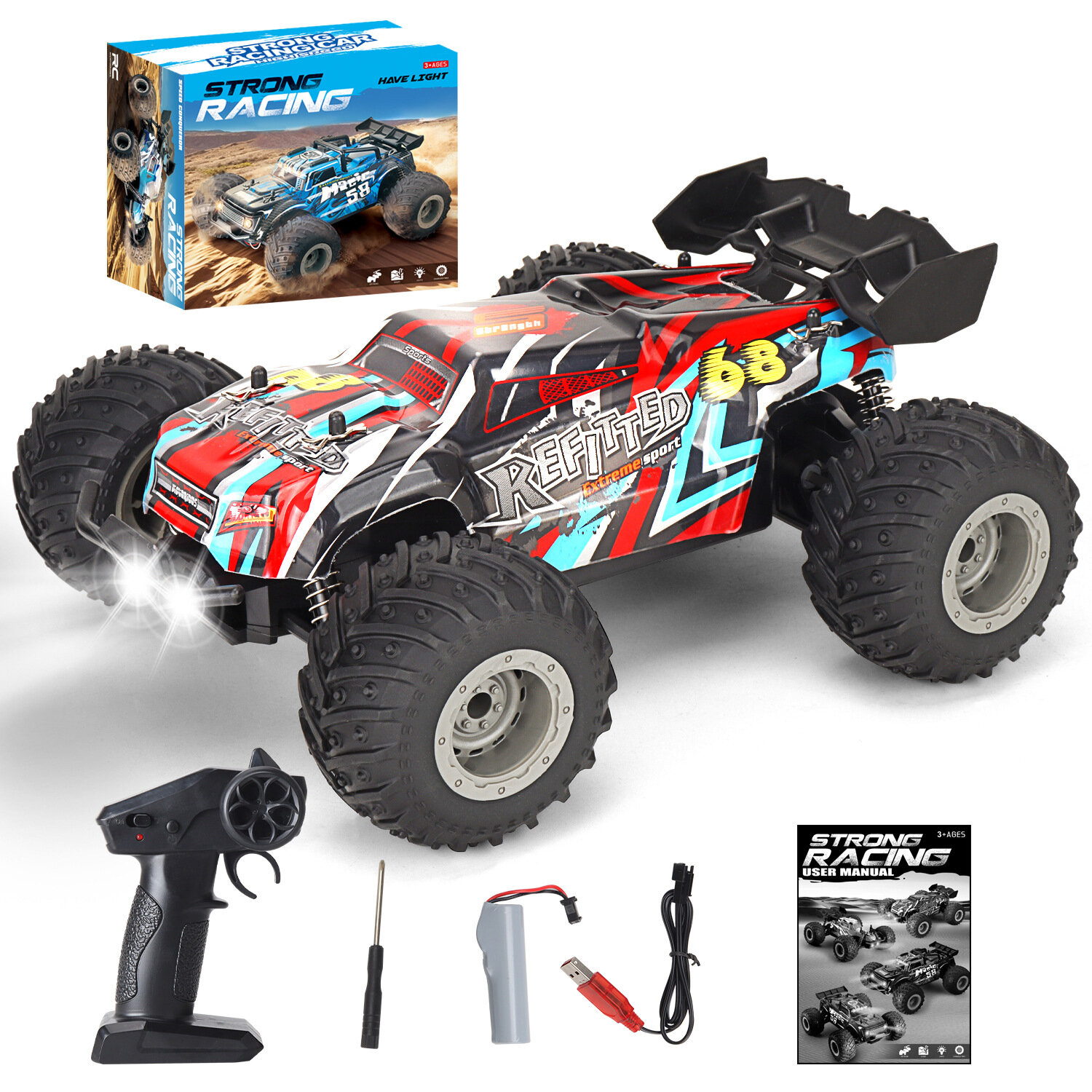 KYAMRC новый внедорожный грузовик с дистанционным управлением bigfoot 1:18, высокоскоростной гоночный автомобиль для дрифта с фарами