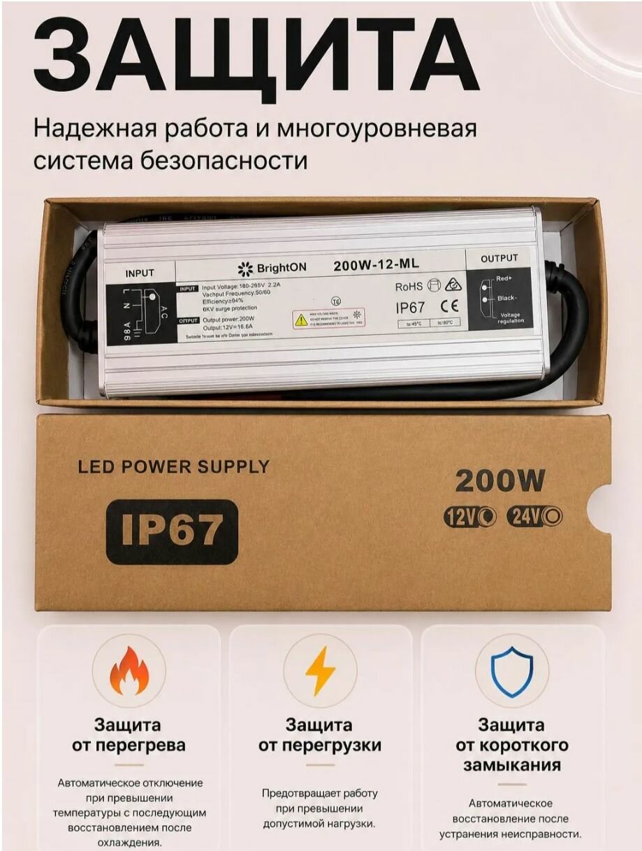 STS POWER IP67 DY-200W-12-ML Light Блок питания освещения, 12В, 200 Вт,