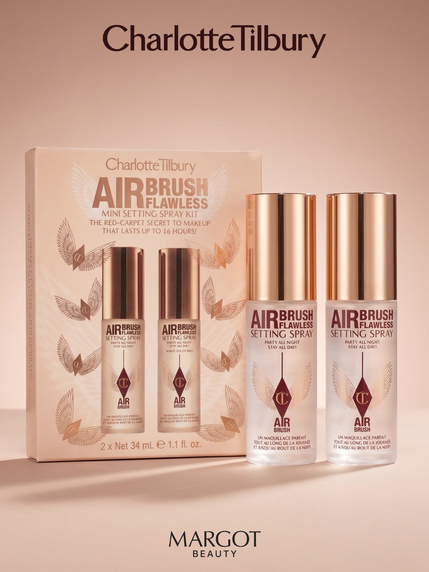 Фиксирующий спрей Charlotte Tilbury AIRBRUSH SETTING SPRAY водостойкий | набор 2 * 34 мл | оригинал