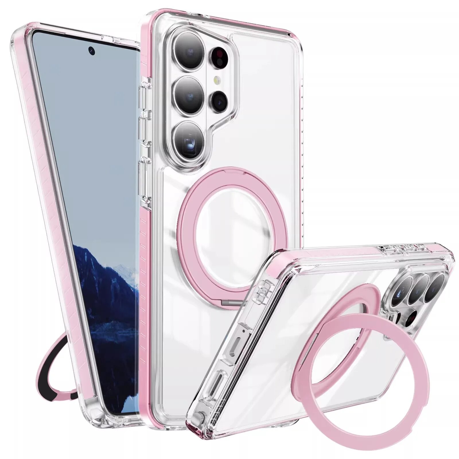 Для S26Ultra S26+ для Magsafe 360 ° Чехол-подставка Галактика С26 Ультра, Розовый, Розовый, Розовый