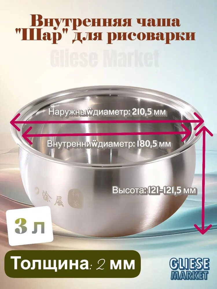 Gliese Market Мультиварка-скороварка Вкладыш из нержавеющей стали пищевого качества 304