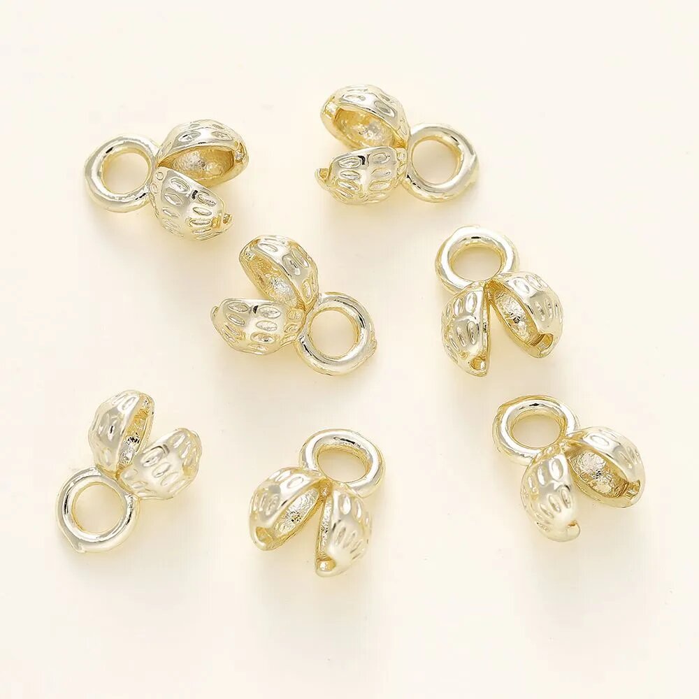LUX Корейская Фурнитура, Укрывные обжимные бусины 20шт, цвет золота 14k