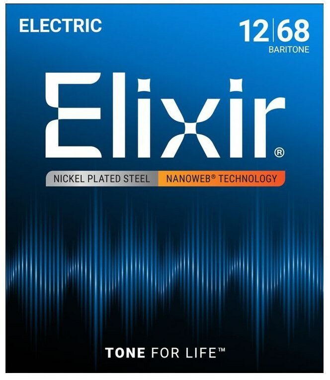 Elixir 12302 NANOWEB Комплект струн для электрогитары, Baritone, 12-68