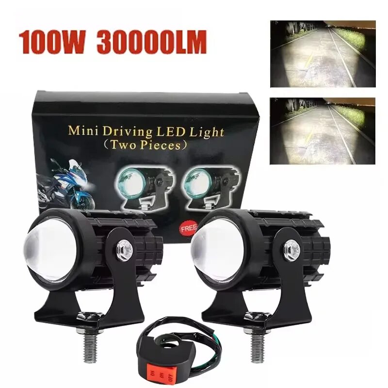 2x 100W 30000LM LED Фара для Мотоцикла
