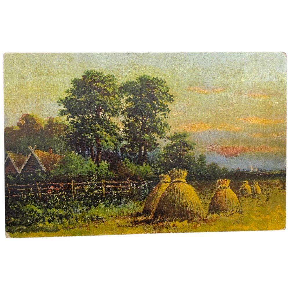 Почтовая открытка "Вечер в деревне" 1910-1917 гг. Германская Империя №2