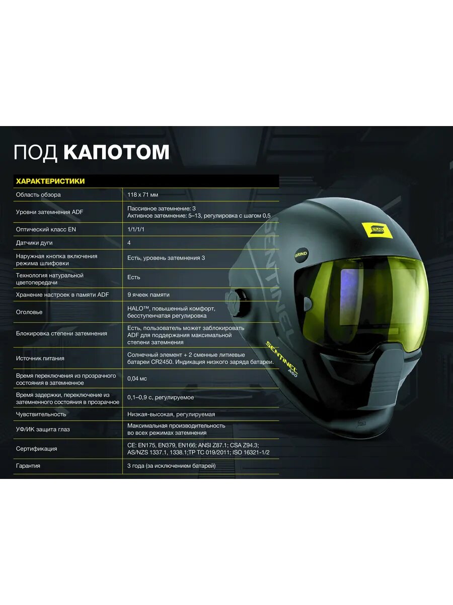 Сварочная маска ESAB Sentinel A60 панорамный вид для ручной сварки — фото 1