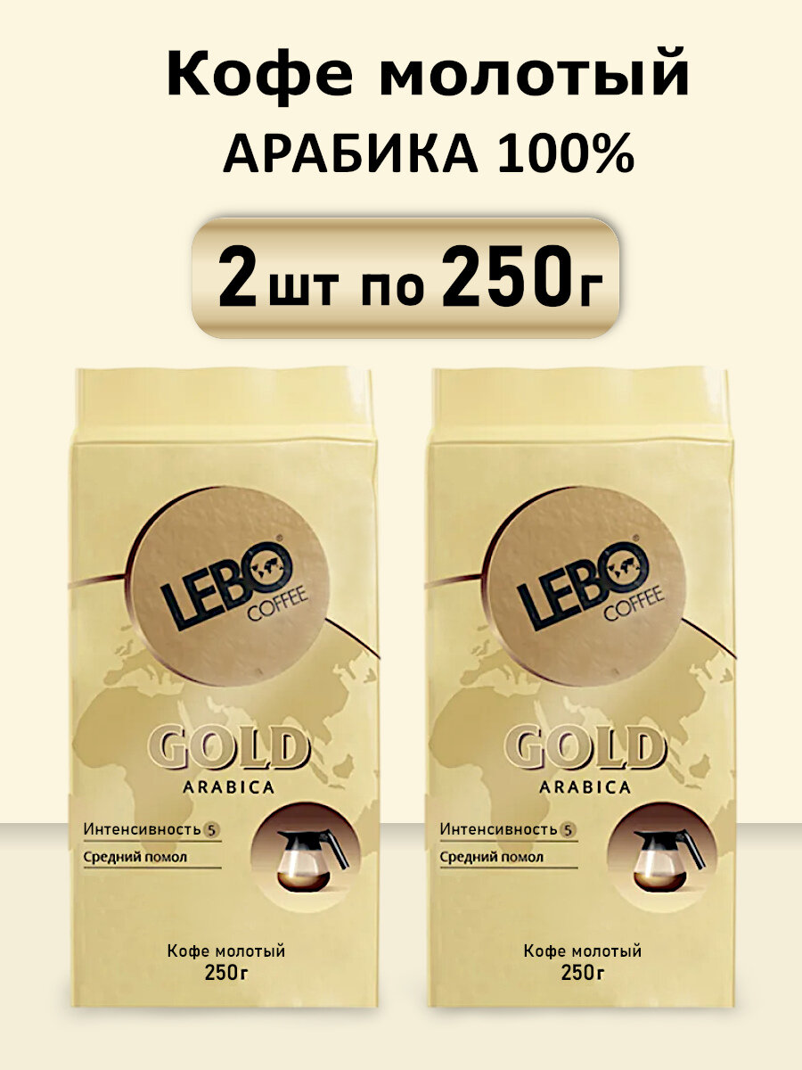 Кофе натуральный молотый для турки Lebo Gold, 2 упаковки по 250г