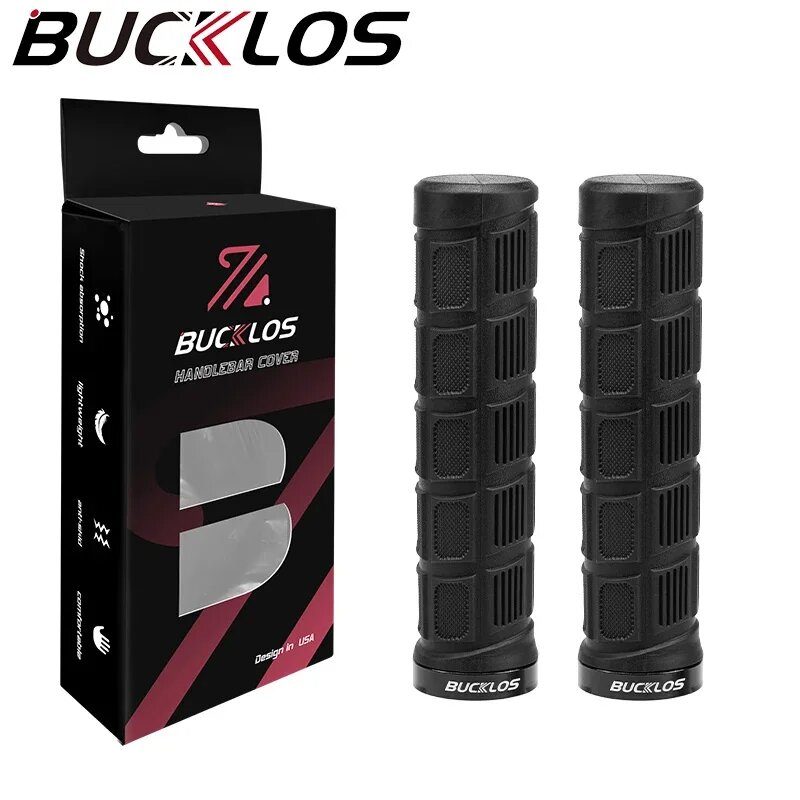 BUCKLOS Велосипедные ручки MTB, алюминиевые, резиновые, черные Черный, Model1-BLACK