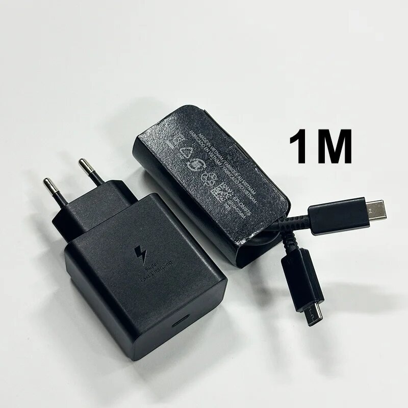 Оригинальное зарядное устройство Samsung 60W Super Fast Type C PD 45W для Черный, Black 60W EU 1M