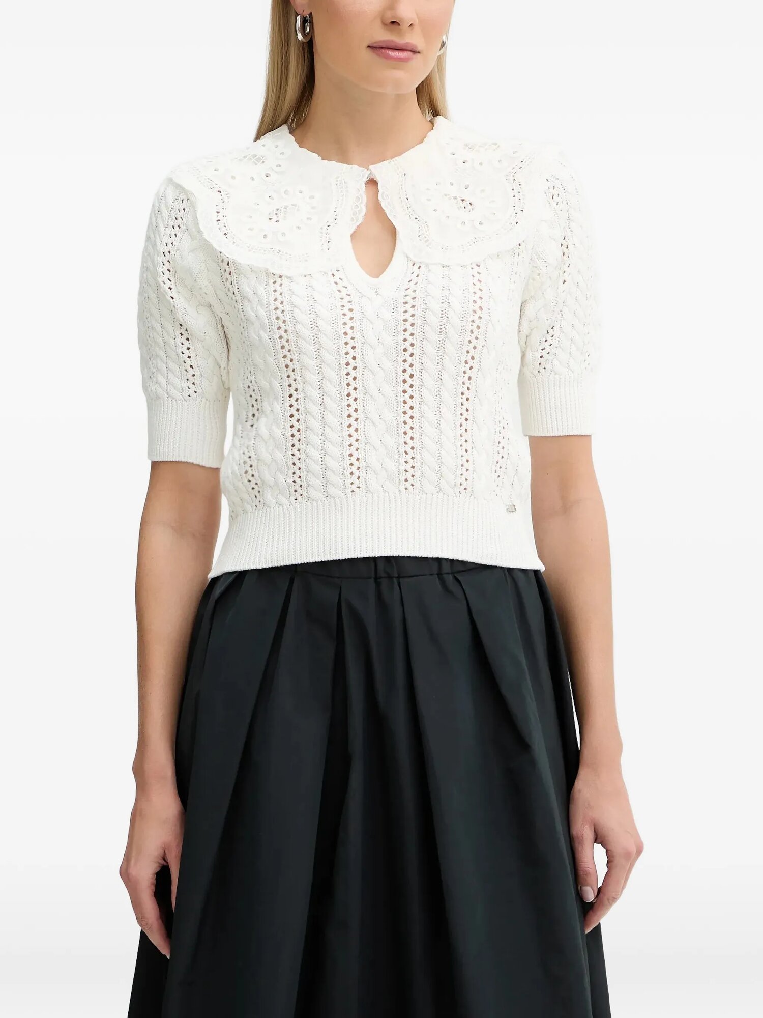 Свитер Fracomina Broderie-anglaise cable-knit sweater