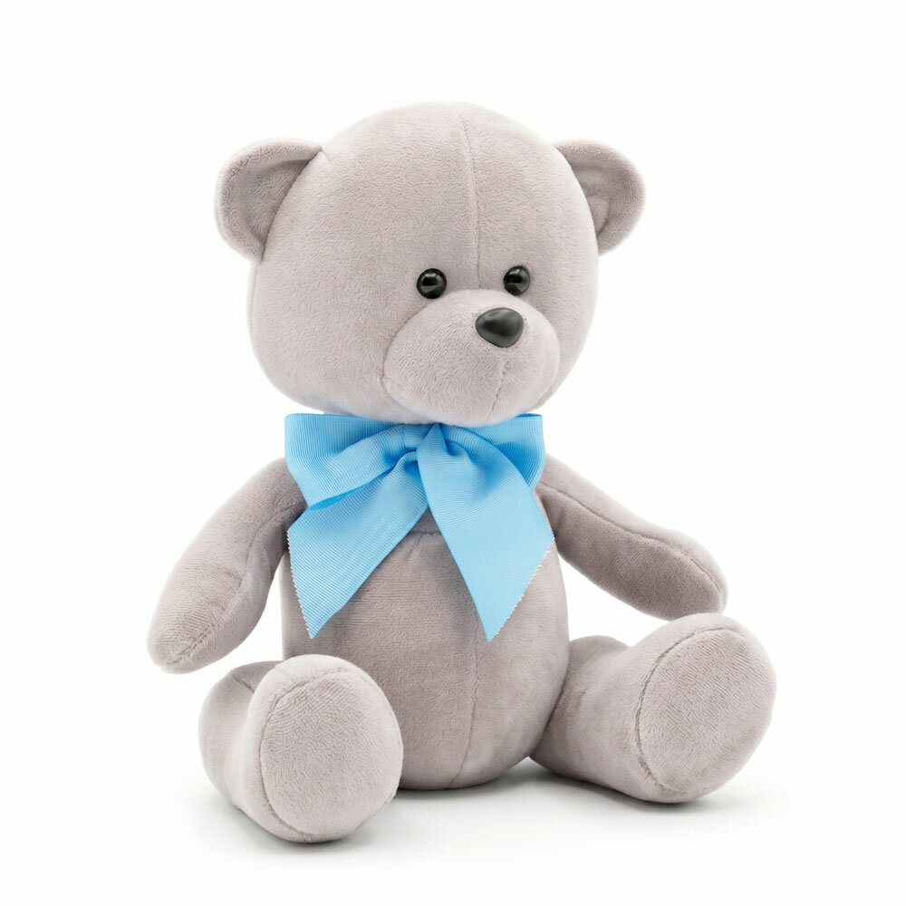 Игрушка мягкая Orange toys "Медведь Топтыжкин серый с голубым бантиком" 25 см.