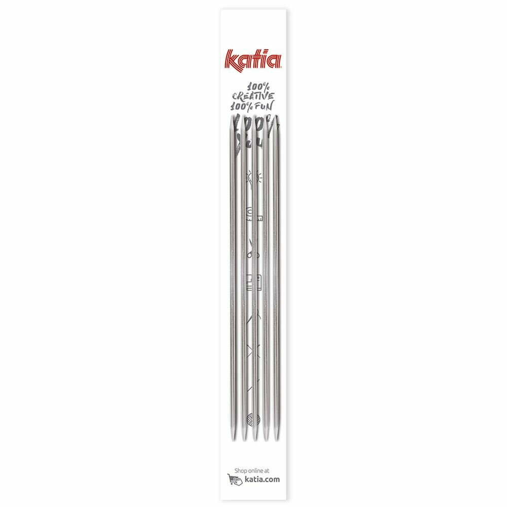Спицы KnitPro Чулочные, алюминиевые, 20 см, 4 мм, серебристые, 5 шт