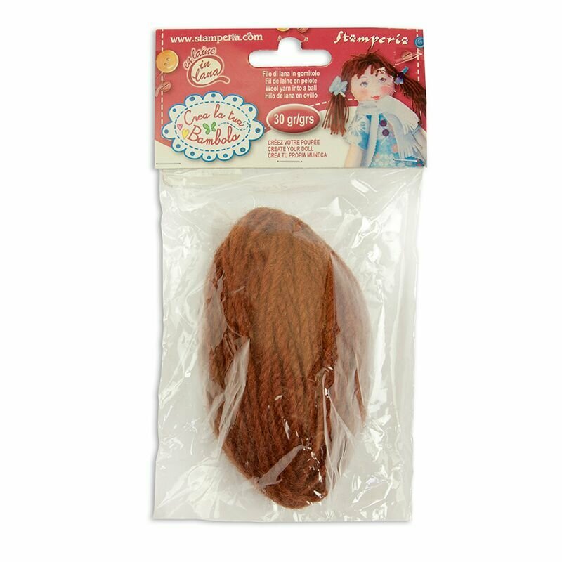 Волосы для изготовления кукол STAMPERIA Коричневые, шерсть, 30 г