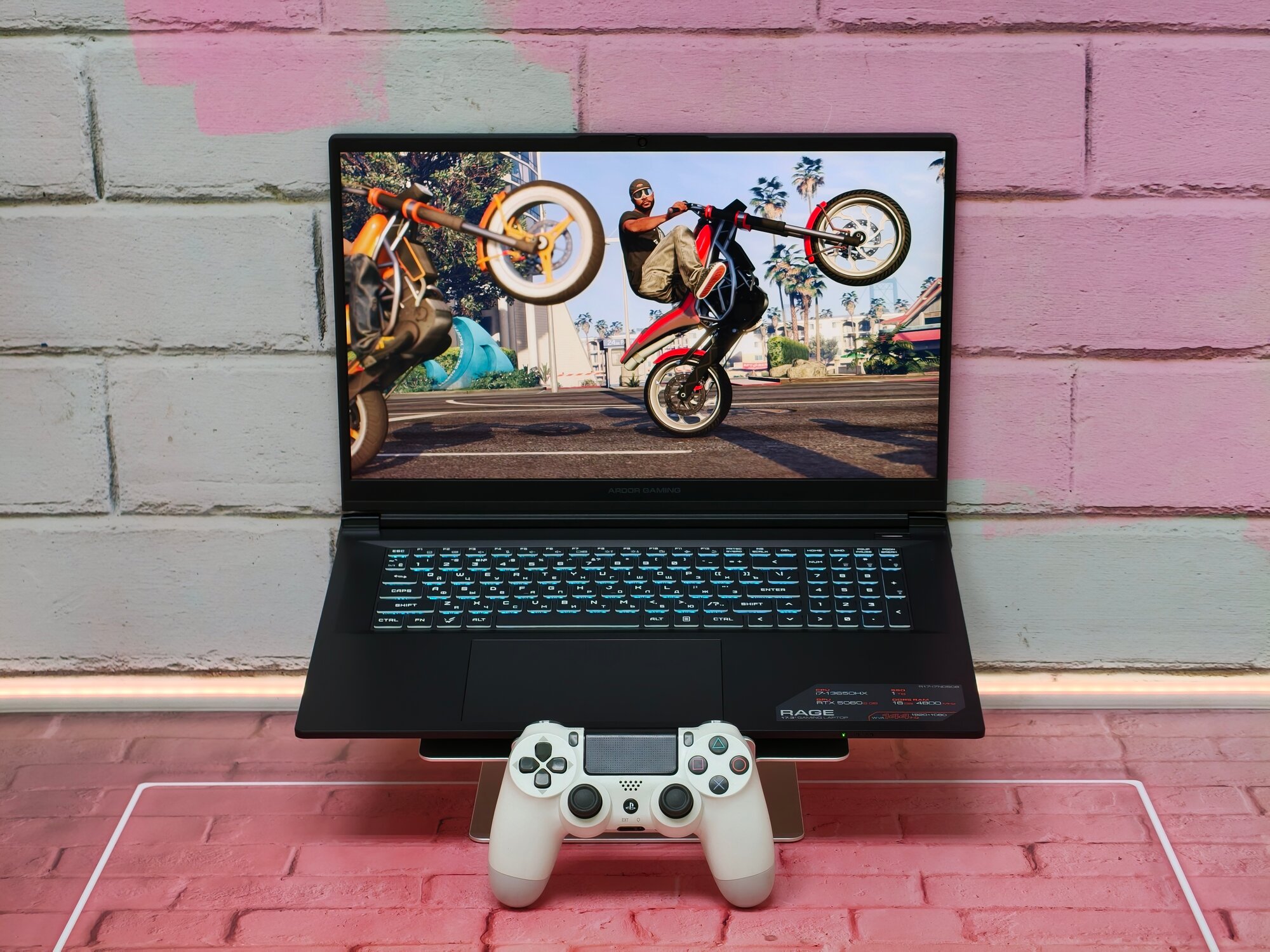 17.3" Ноутбук ARDOR GAMING RAGE R17-I7ND508, IPS 144 ГЦ, Core i7 13650HX, 16 ГБ, SSD 1 ТБ, RTX 5060, Win11Home, черный
