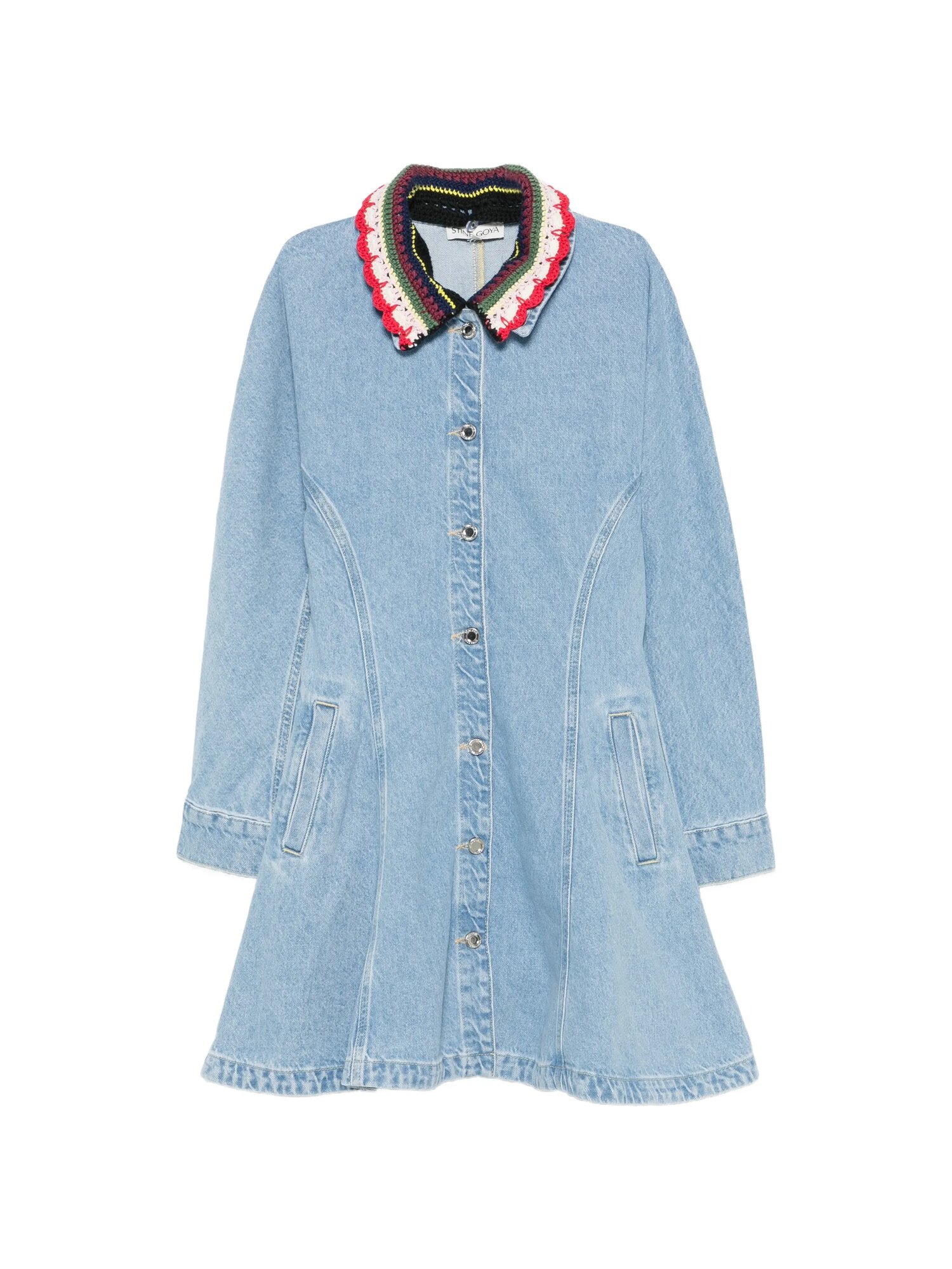 Платье Crochet-collar button-up mini dress