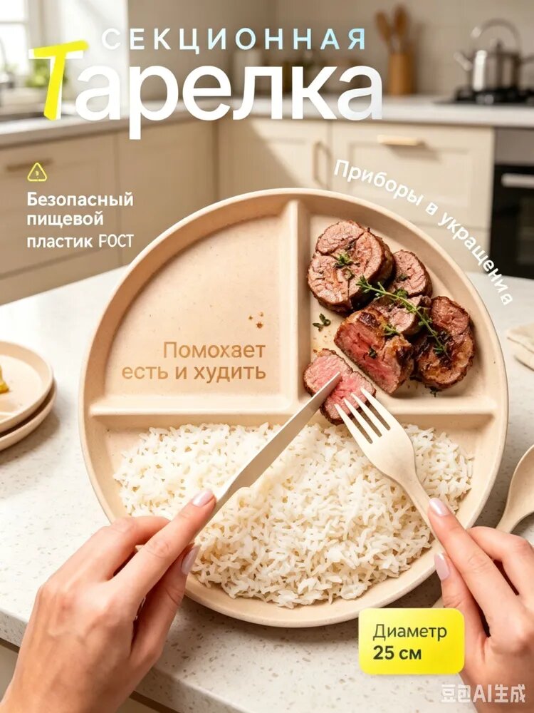 Тарелка 23 см 1 шт бежевый