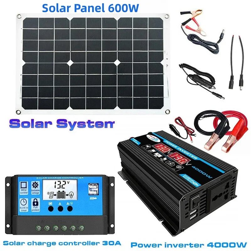 Солнечная инверторная система 6000 Вт 110В/220В Зеленый, black 220v