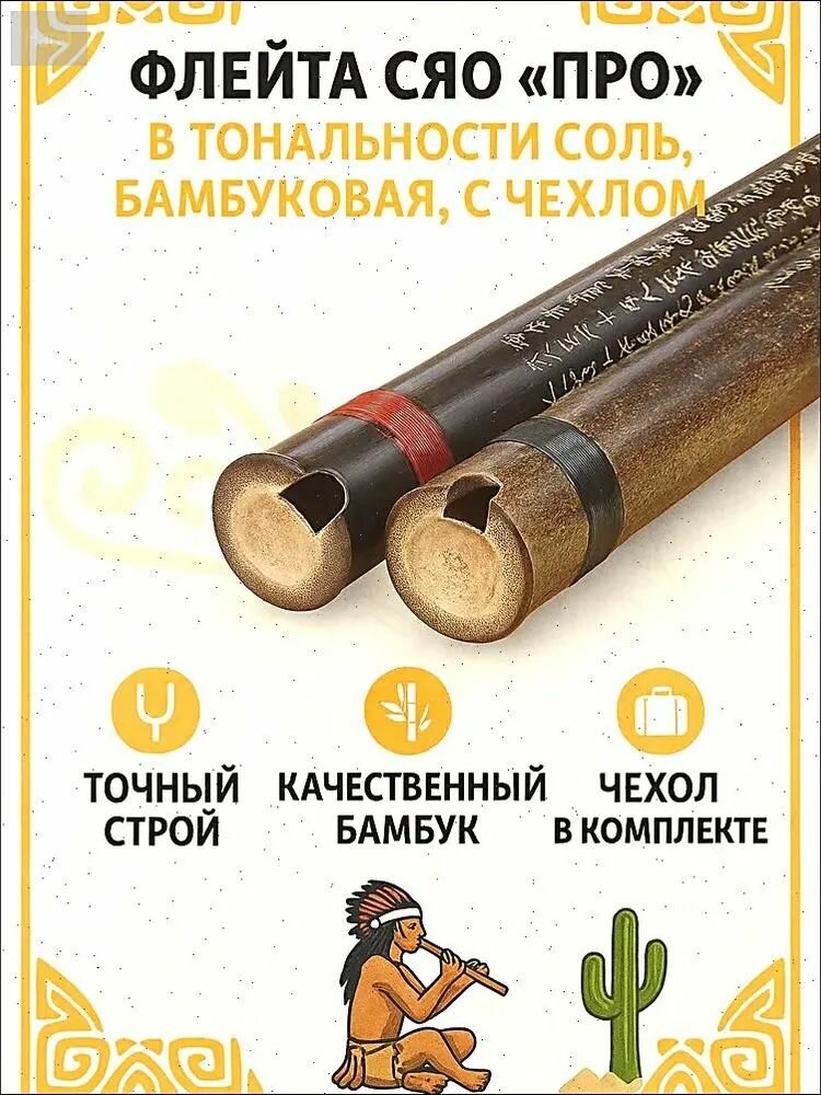 Флейта Сяо Про в тональности Соль, бамбуковая, с чехлом бамбук чехол