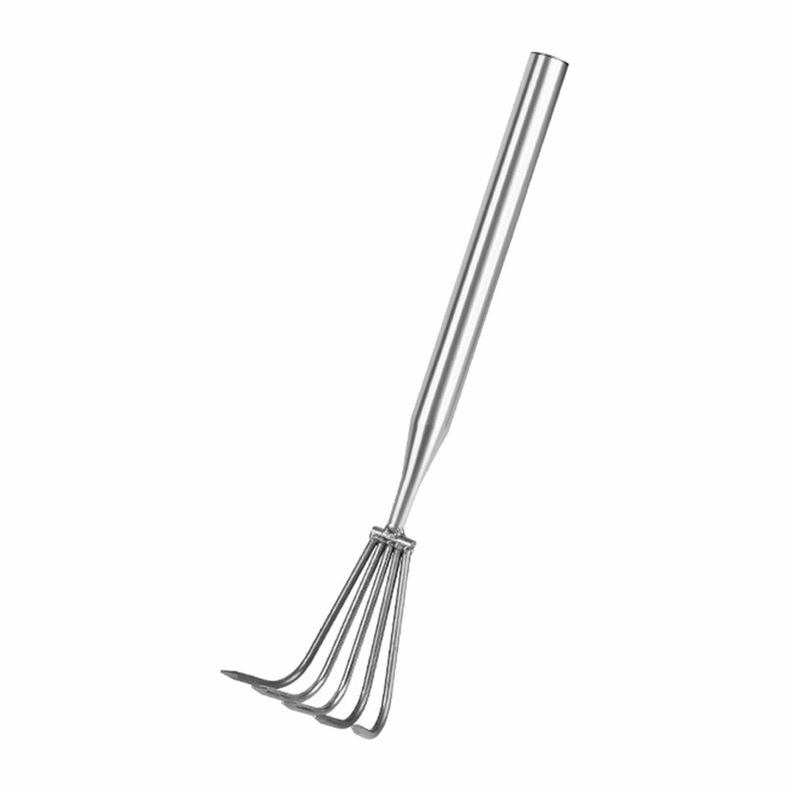 Garden Rake Portable Compact Hand Rake for Loosening Soil Beach Weed Removal 5 Tines