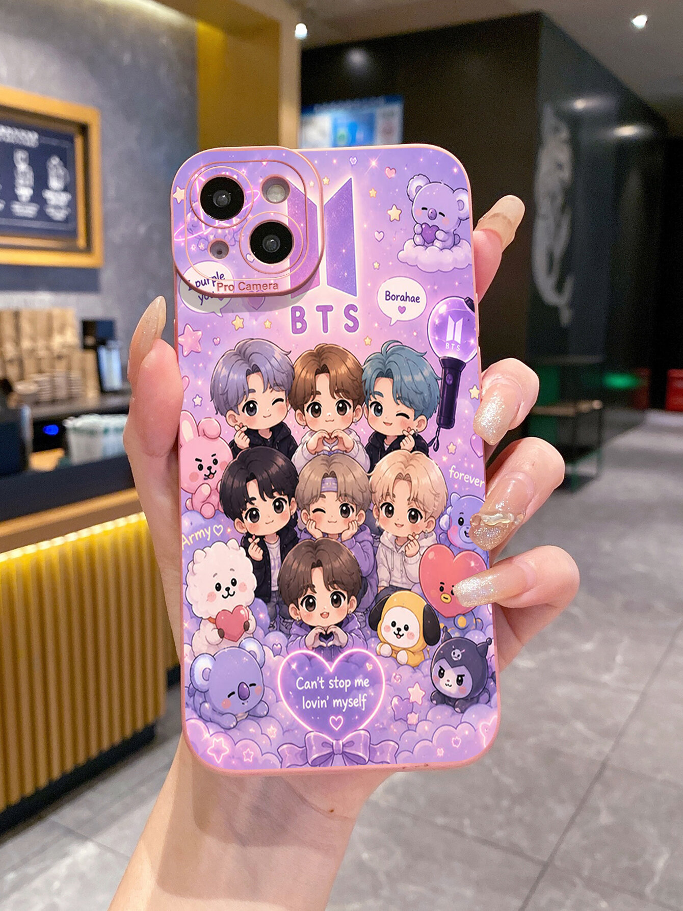 Для iPhone 13 чехол с мультяшным принтом BTS BT21 противоударный мягкий чехол