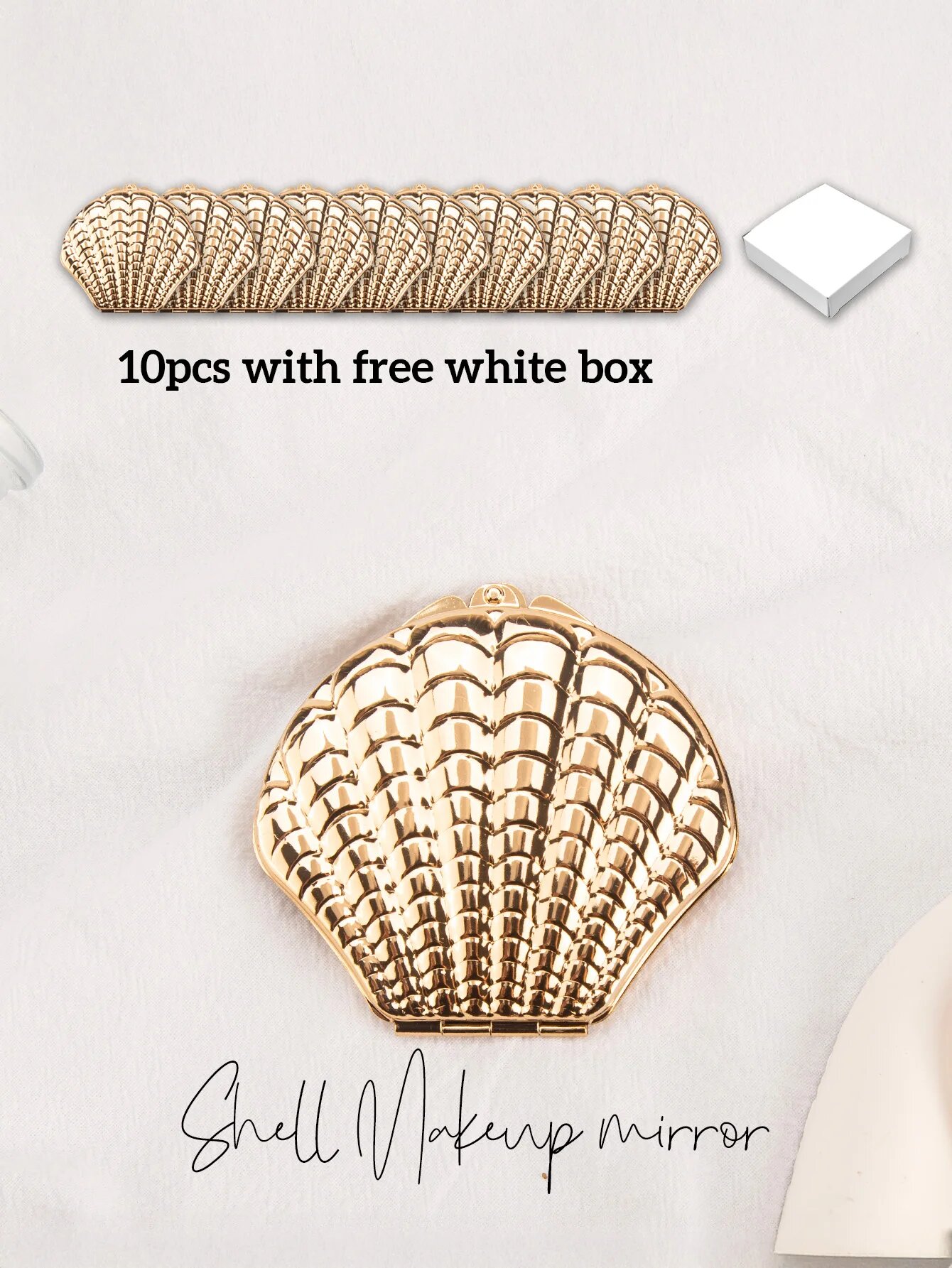 Золотые зеркала для макияжа Golden Seashell, набор из 10 штук
