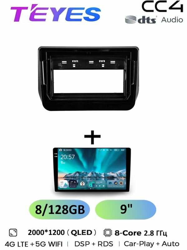 Магнитола Teyes CC4 8/128 Gb 9.5 дюймов Hyundai H1 2 Grand Starex TQ 2017-2022 8-ми ядерный процессор QLED экран 4G Wi-Fi