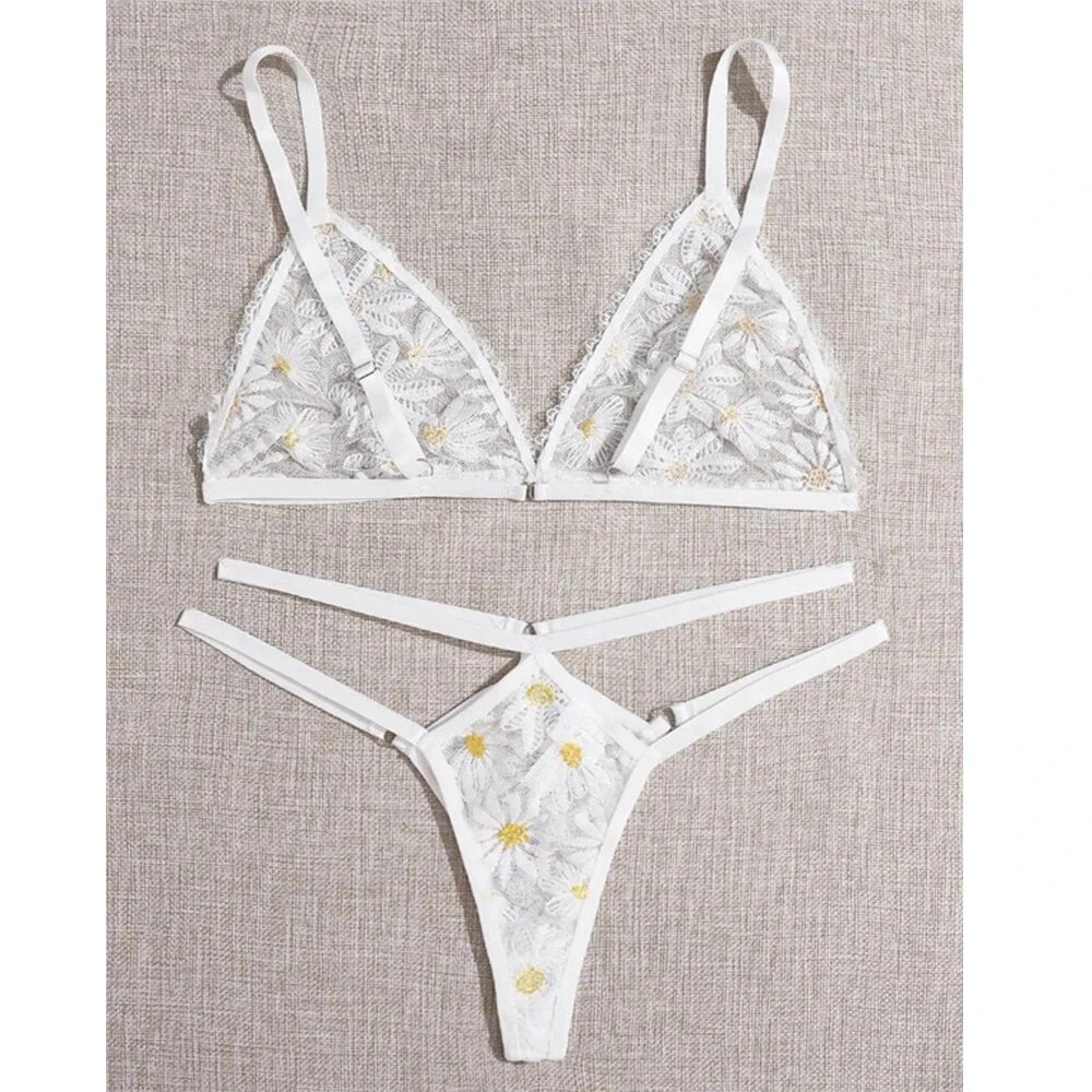 Белый кружевной комплект нижнего белья XL, White 2