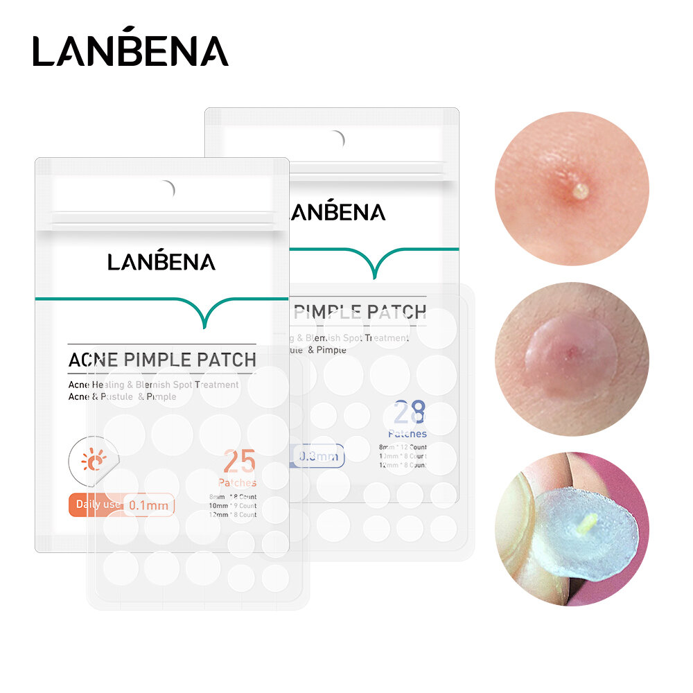 LANBENA / Патчи от прыщей дневные и ночные в наборе / Наклейки, стикеры, пластырь для лица ланбена