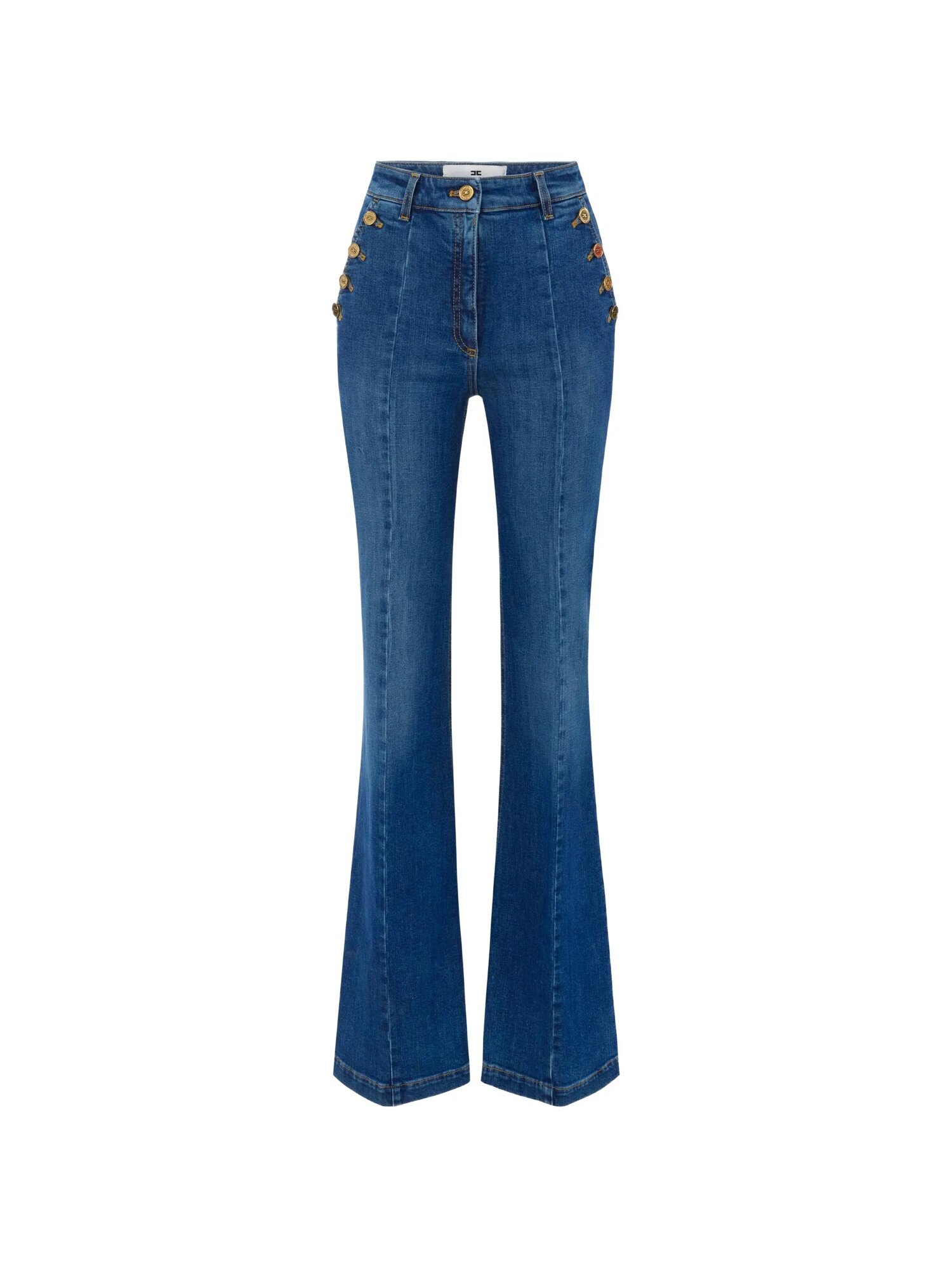Джинсы палаццо Elisabetta Franchi Palazzo jeans with row of buttons