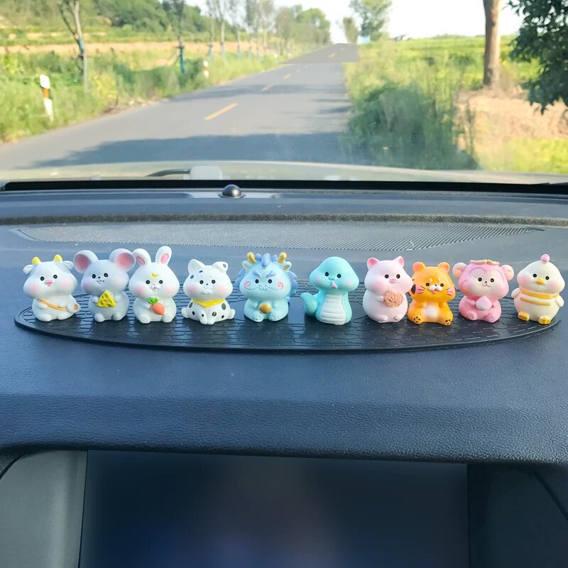 Набор фигурок зодиака для автомобильной панели: Корова, Белка, Кролик, Собака, Дракон, Змея, Свинья, Тигр, Обезьяна,