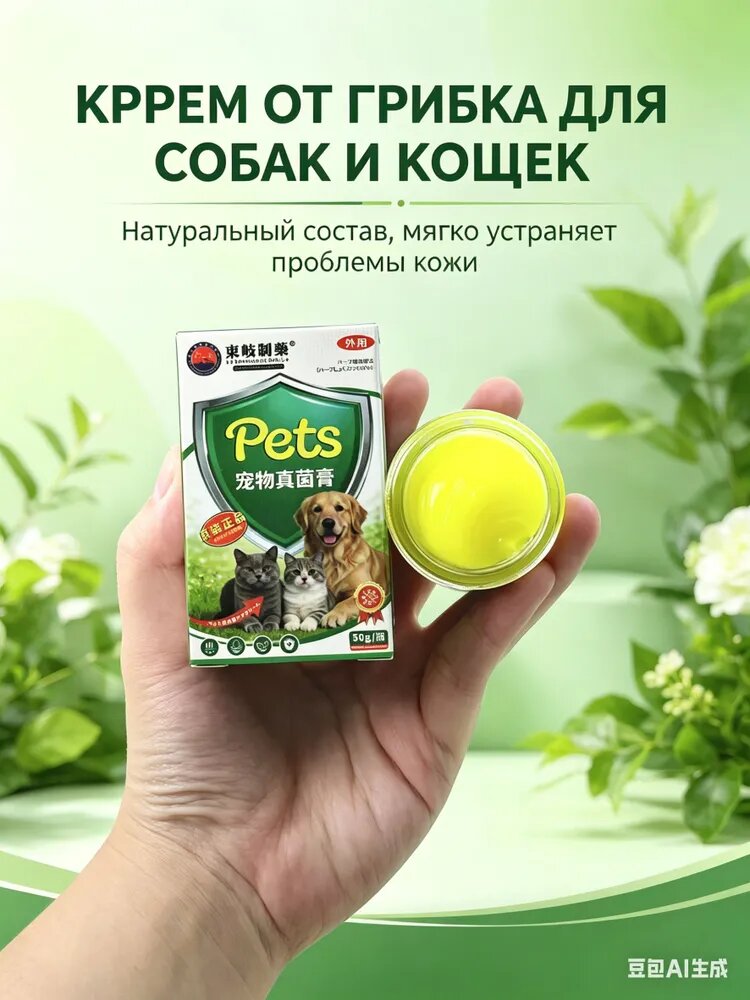 Крем от грибка для домашних животных, крем от грибка для кожи собак и кошек, от выпадения волос, покраснения, зуда, антибактериальный, противозудный