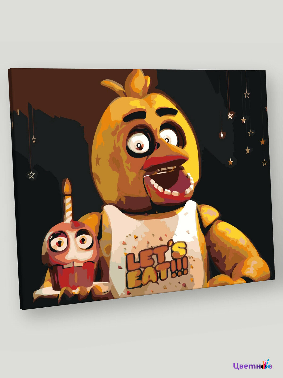 Картина по номерам на холсте с подрамником "Фнаф Five nights at Freddy's Чика" Раскраска 40х50 см, Игра Кино Животные